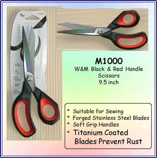 SEWING SCISSORS - Red & Black Handle - Titanium Coated